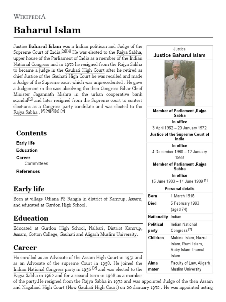 Baharul Islam | PDF | Government Of India | Politics Of India
