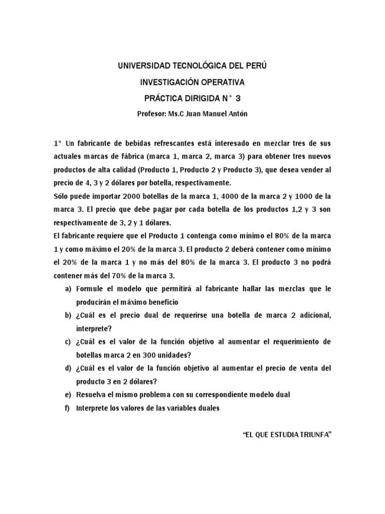 Práctica Dirigida # 3 | PDF | Cocina, comidas y vino | Tecnología