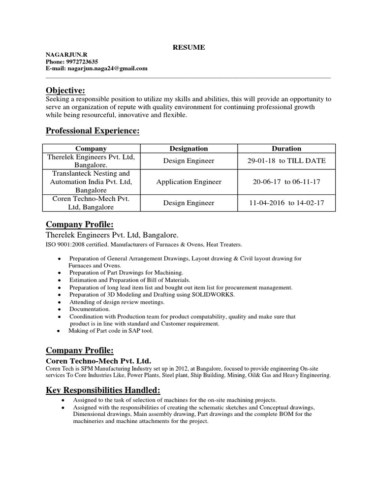 Nagarjuna - RESUME | PDF | Engineering