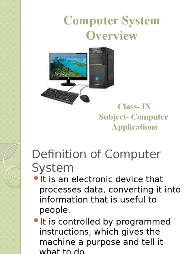 Class 9 - Computer System Overview | PDF | Computer Data Storage ...