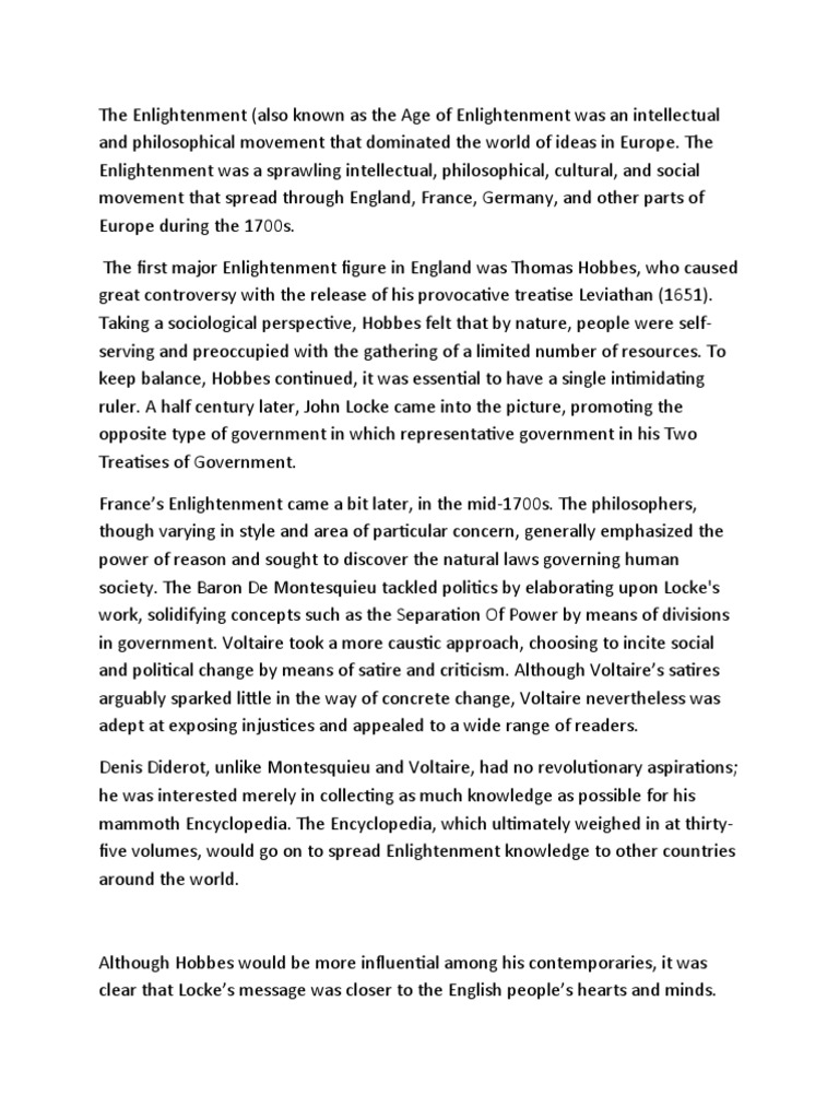 The Enlightenment | PDF | Age Of Enlightenment | John Locke