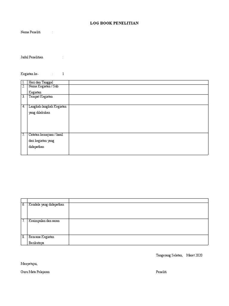 Log Book Penelitian | PDF