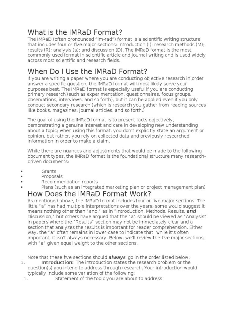 What Is The IMRaD Format | PDF | Saudi Arabia | Arabian Peninsula
