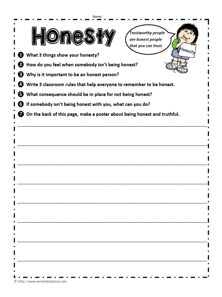 Worksheets On Honesty Honesty ESL Worksheet By Deekey