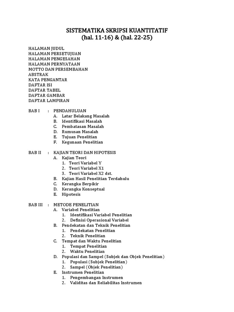 Sistematika Skripsi Dan Aturan Penulisan 2020 | PDF