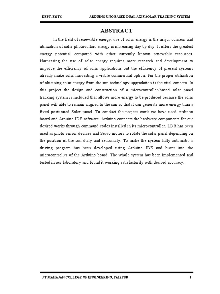 Arduino Uno Based Solar Tracking System | PDF | Energy Conversion ...