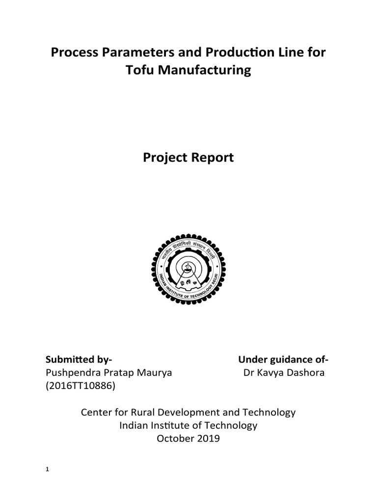 Process Parameters and Production Line For Tofu Manufacturing | PDF ...