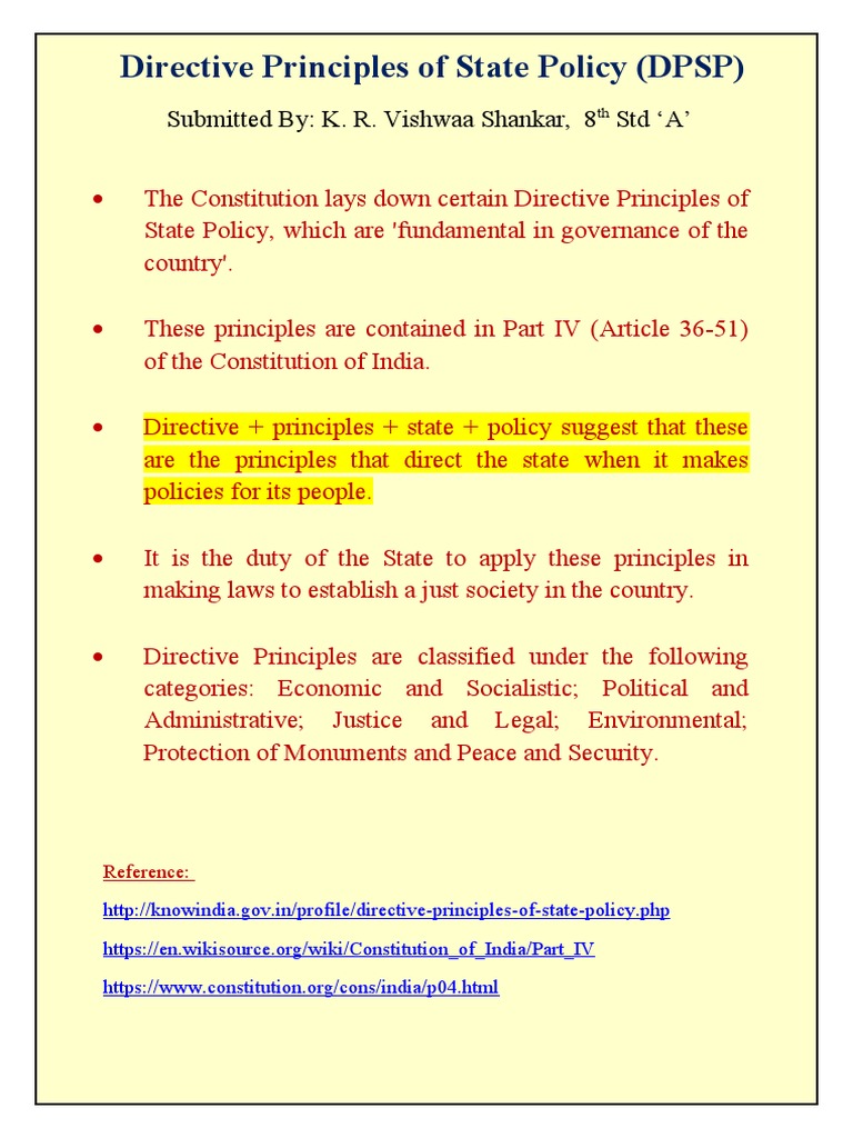 Directive Principles of State Policy | PDF | Social Institutions ...