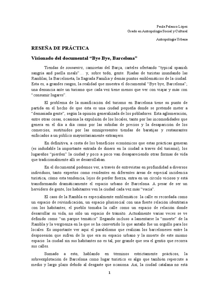 Bye Bye Barcelona | PDF | Barcelona | Turismo