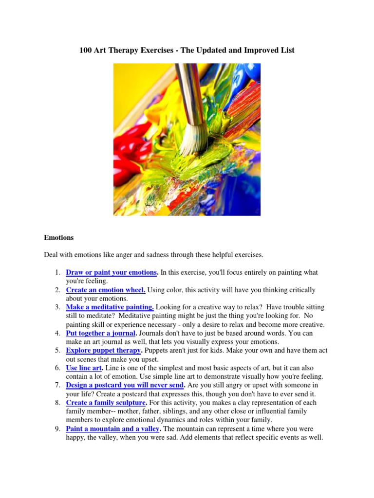 100 Art Therapy Exercises PDF | PDF | Art Therapy | Emotions