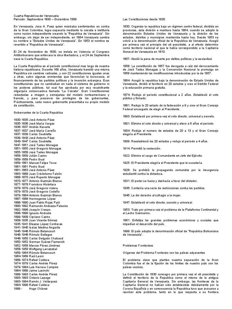 Cuarta Republica de Venezuela | PDF | Venezuela | Democracia