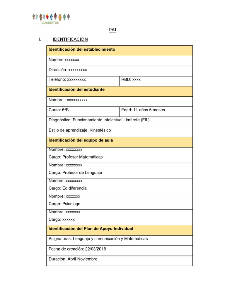 PAI Con Ejemplo PDF | PDF | Salón de clases | Evaluación