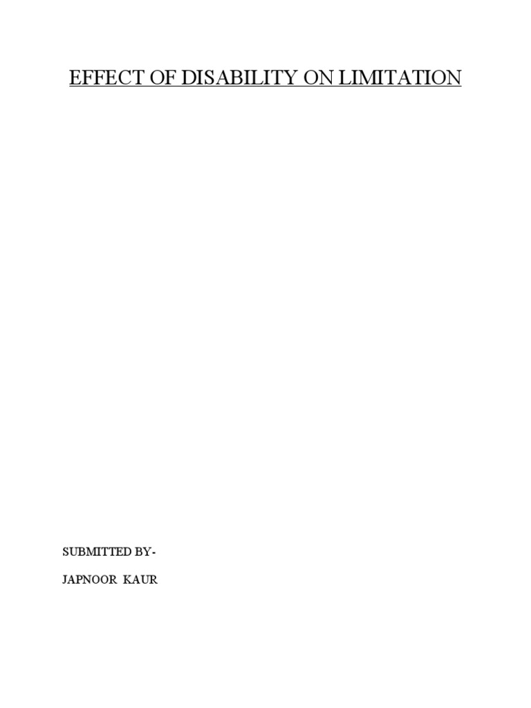 Effect of Disability On Limitation | PDF | Statute Of Limitations | Lawsuit