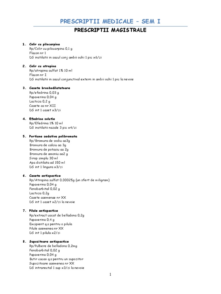 Farmacologie Prescriptii Medicale Rezolvate | PDF | Organización ...