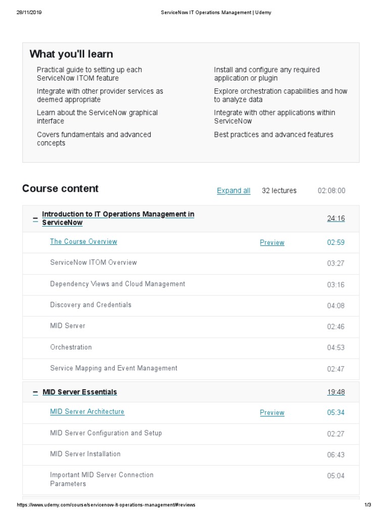 ServiceNow ITOM Course Overview | PDF | Cloud Computing | Information ...