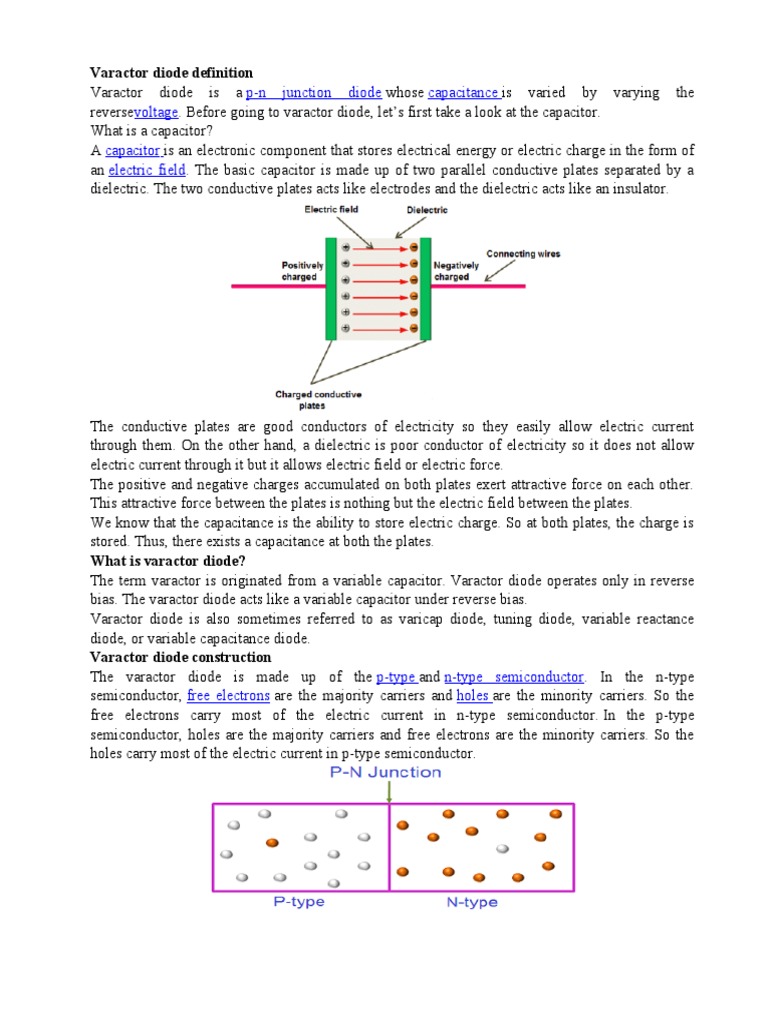 Varactor Diode Definition | PDF | P–N Junction | Diode