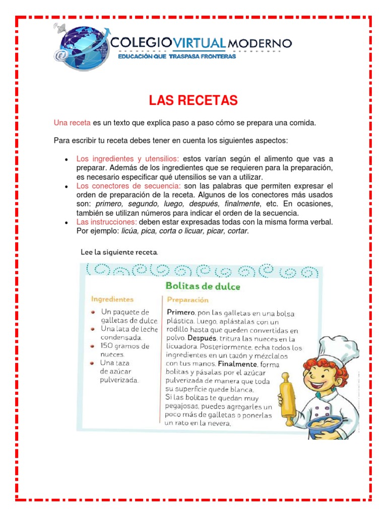 Recetas Sencillas para Niños con Conectores | PDF