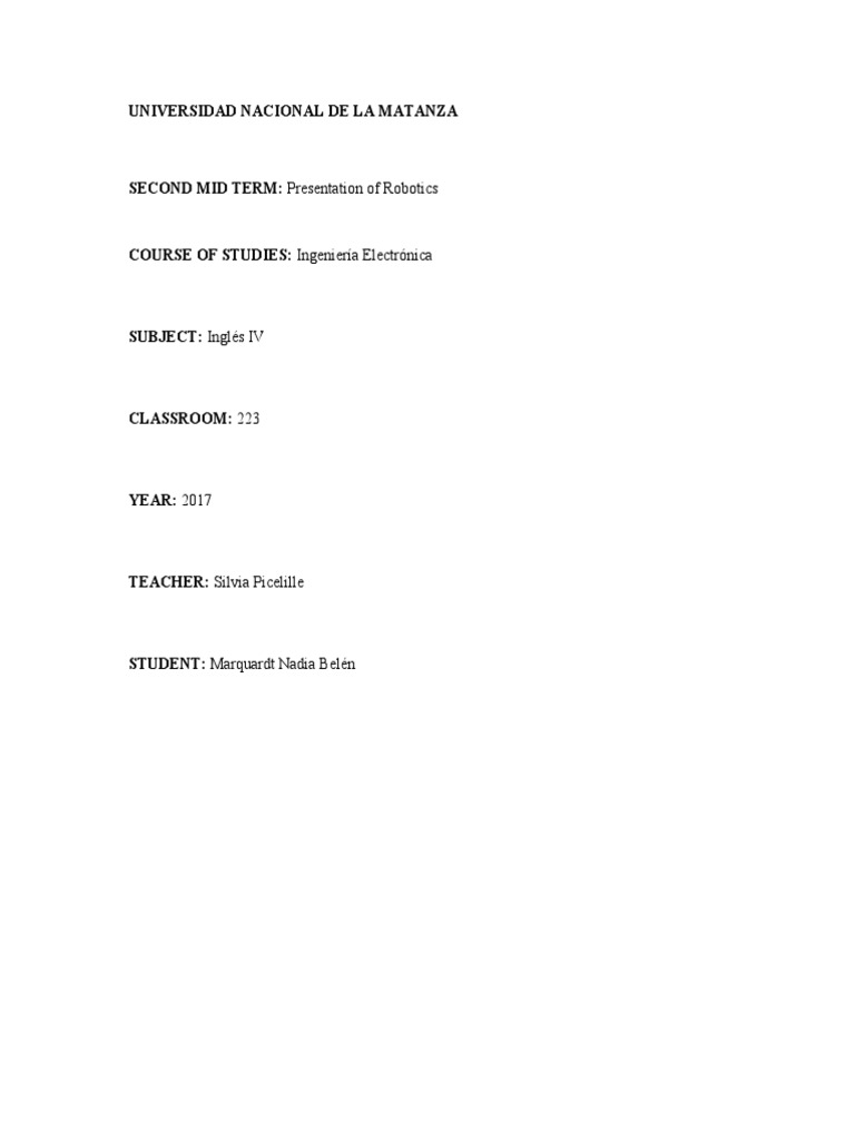 Presentation Robotics - Text | PDF | Robot | Robotics