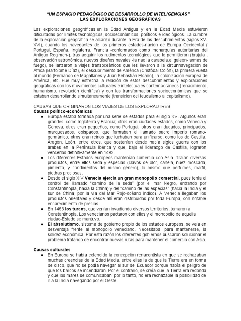 Lectura Exploradores | PDF | Exploración | especia