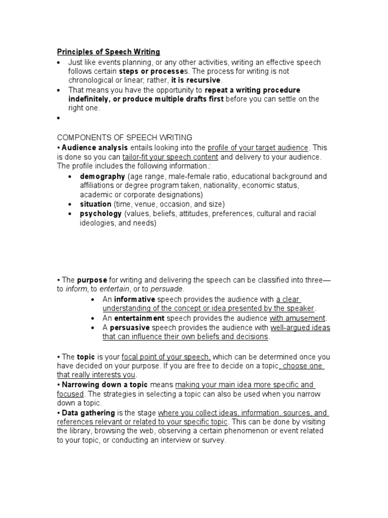 Principles of Speech Writing | PDF | Psychological Concepts | Human ...