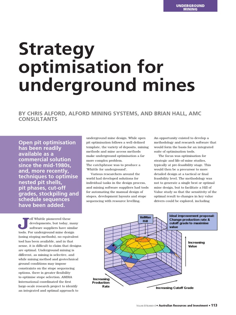 Strategy Optimisation For Underground Mines | PDF | Mathematical ...