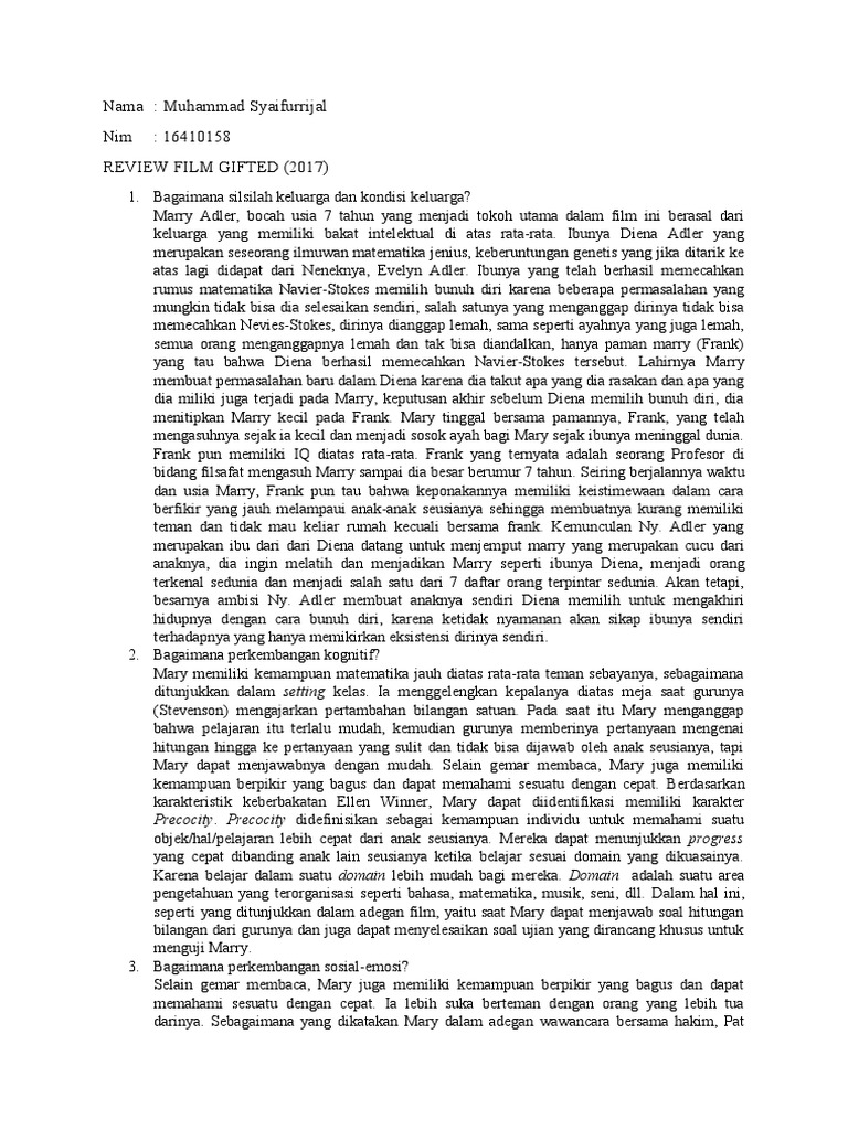 Review Film Gifted | PDF