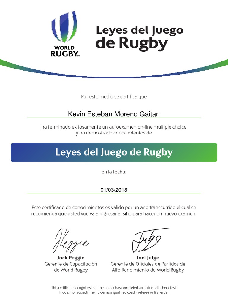 World Rugby Laws Certificate-2018-03-01-22 29 18 PDF | PDF