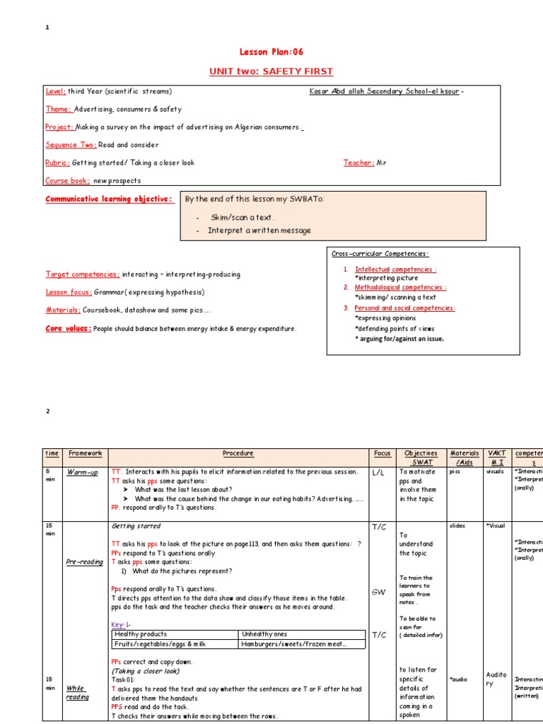 Advertising and Consumer Safety Lesson | PDF | Question | Advertising