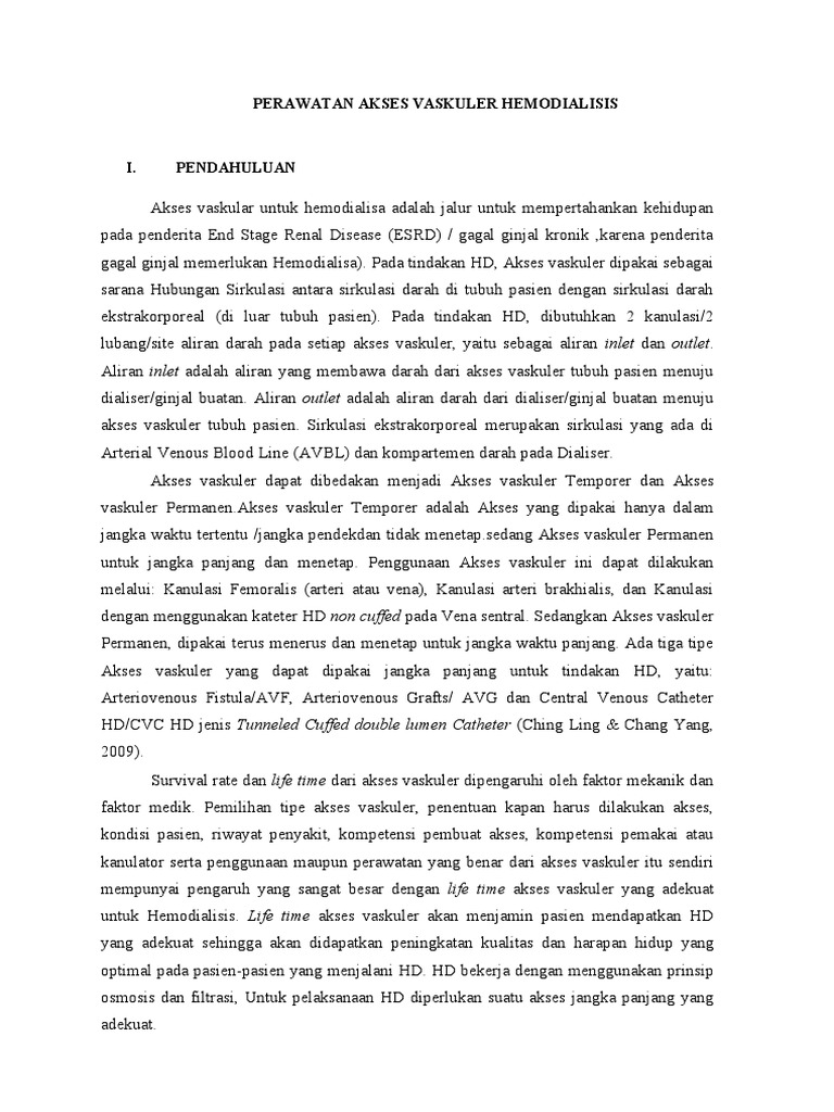 Akses Vaskuler Hemodialisis: Tipe dan Perawatan | PDF | Teknologi ...