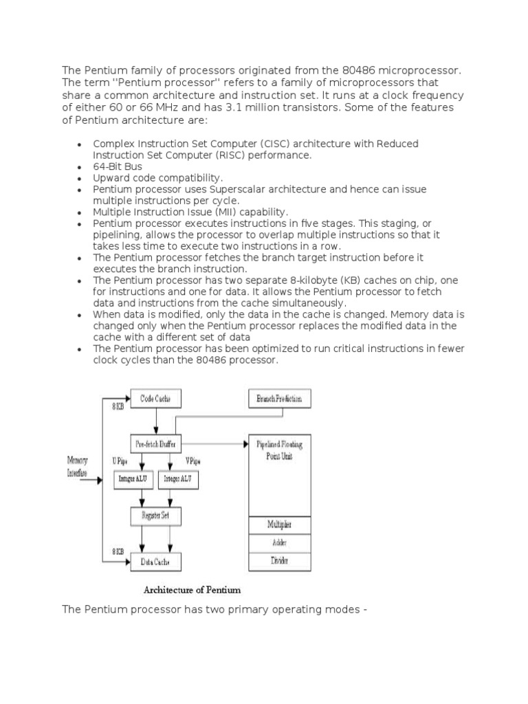 Pentium Architecture | PDF | Central Processing Unit | Cpu Cache