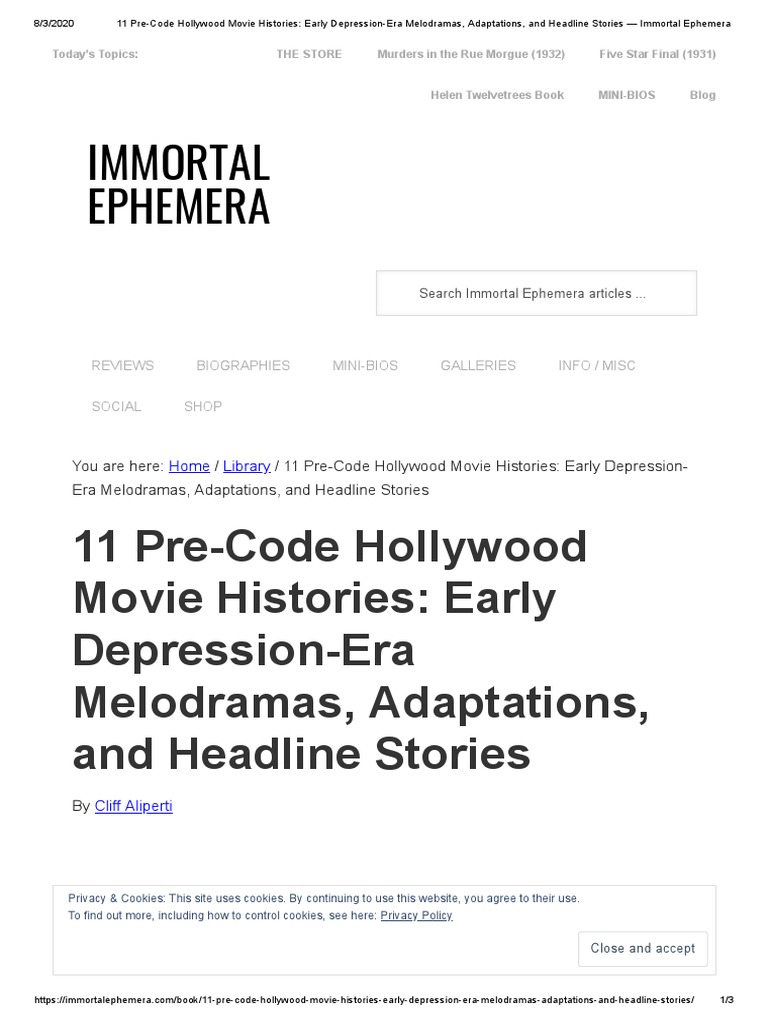 11 Pre-Code Hollywood Movies | PDF | Internet Privacy | Http Cookie