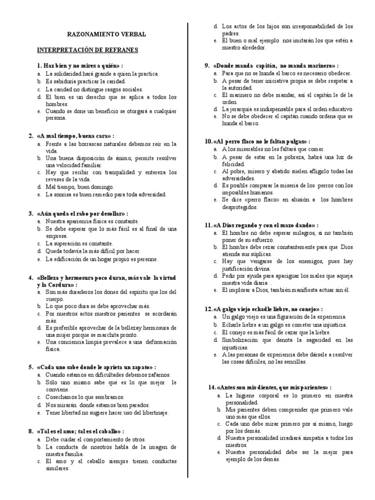 Interpretación de Refranes y Proverbios | PDF