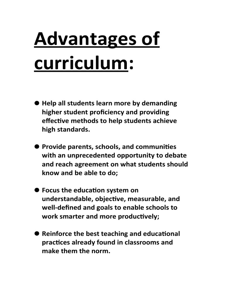 Advantages of Curriculum 1 | PDF