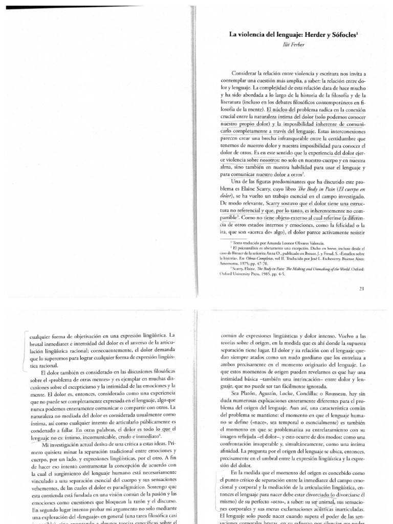 Ilit Ferber, La Violencia Del Lenguaje: Herder y Sófocles | PDF