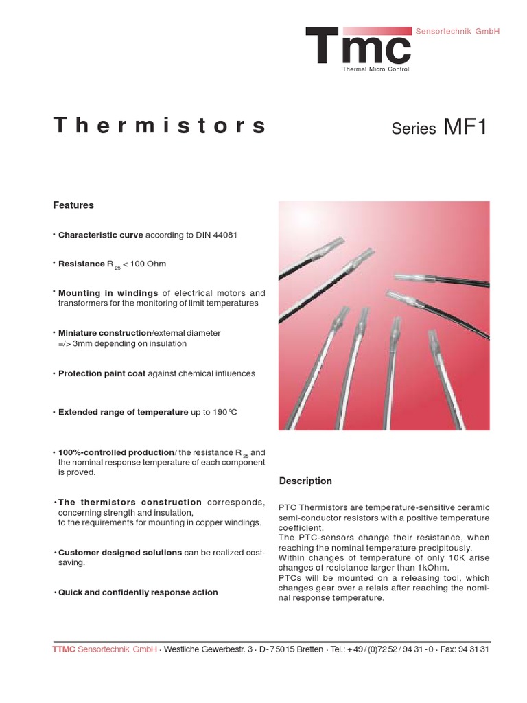 PTC Thermistor Datasheet DIN 44081 | PDF | Electrical Resistance And ...