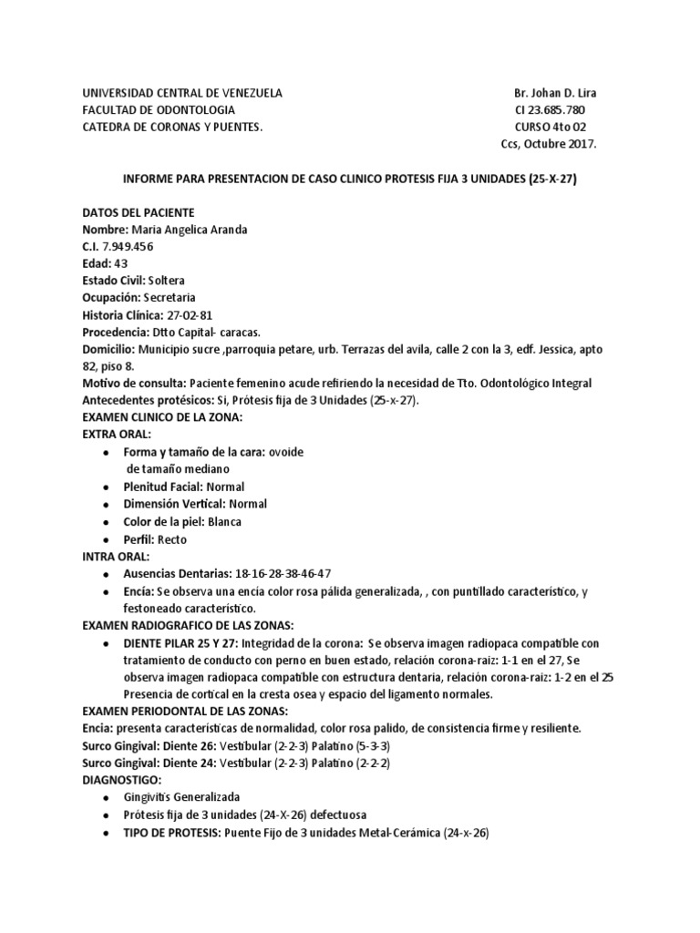 Informe Coronas Maria Aranda | PDF | Dentadura postiza | Odontología