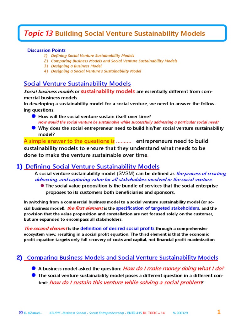 T 13 - DL - Building Social Venture Sustainability Models | PDF ...