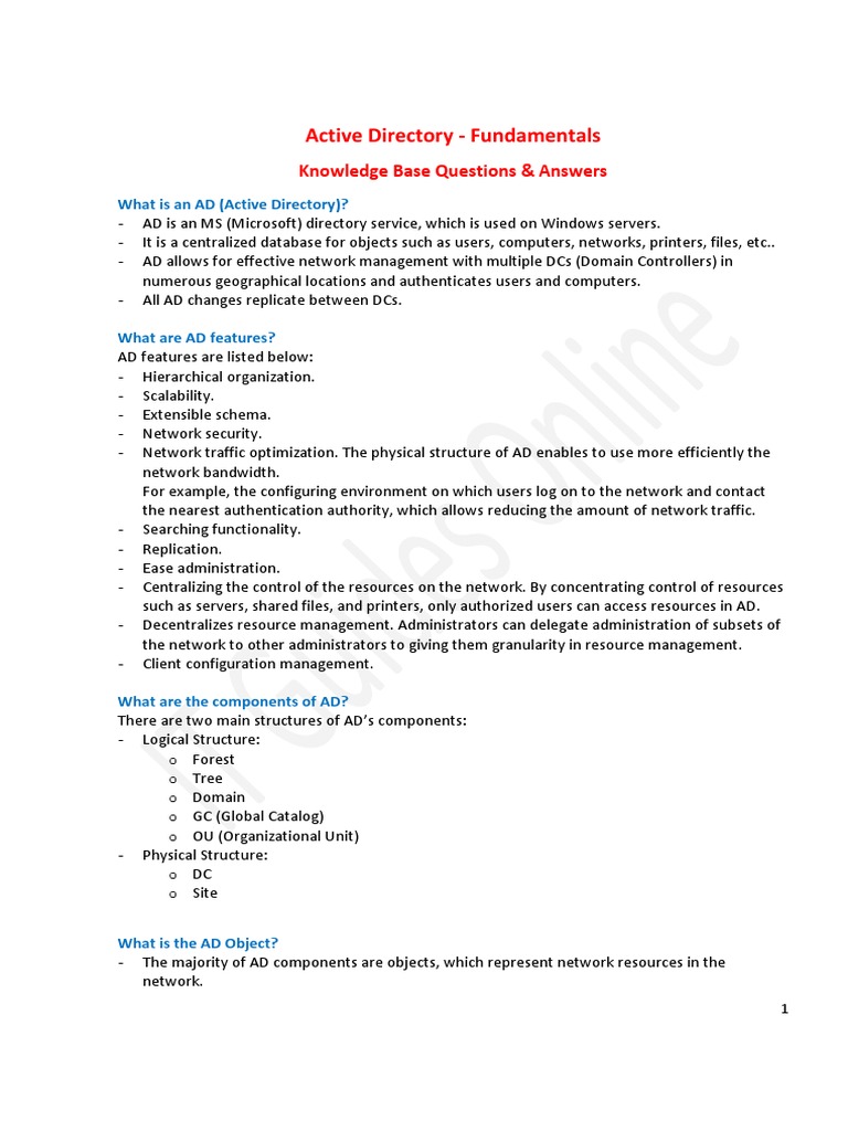 Active Directory - Fundamentals PDF | PDF | Active Directory | Computer ...