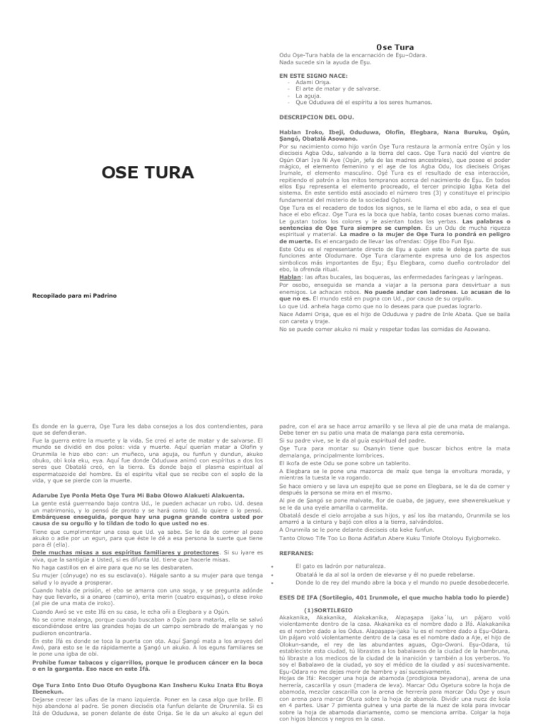 OSE TURA Recolpilacion | PDF | Mitología | Santeria