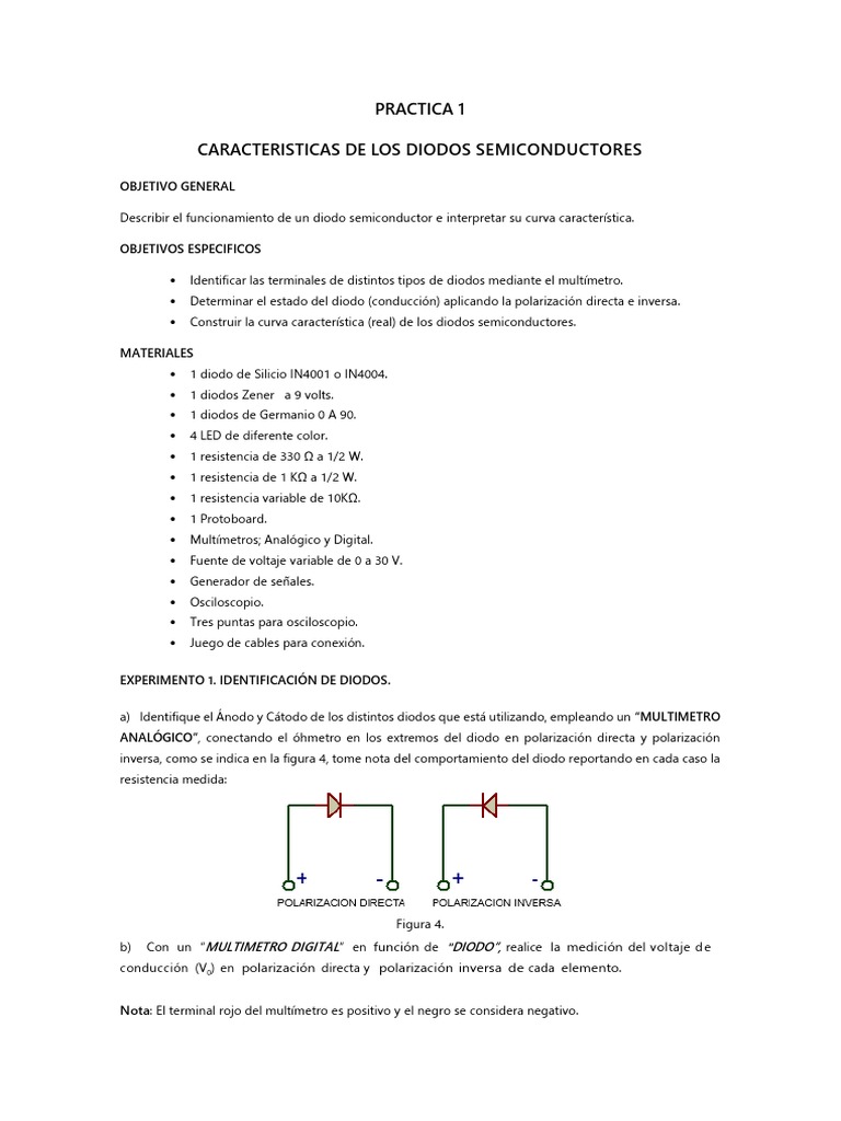 Practica 1 - Caracteristicas de Los Diodos Semiconductores-1 | PDF | Diodo | Semiconductores