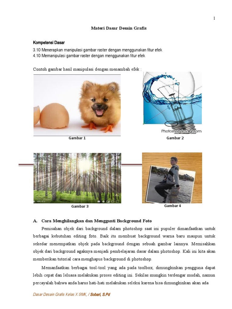 Dasar Manipulasi Gambar Raster dengan Efek dalam Photoshop | PDF
