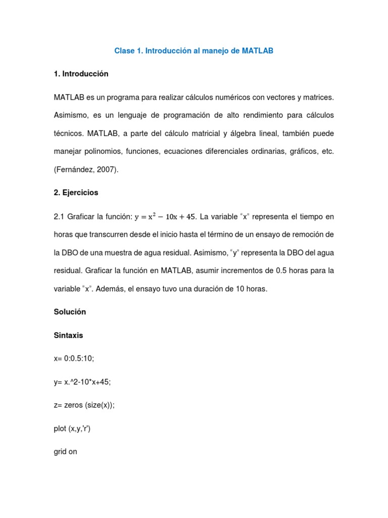 Introducción Al Manejo de Matlab | PDF