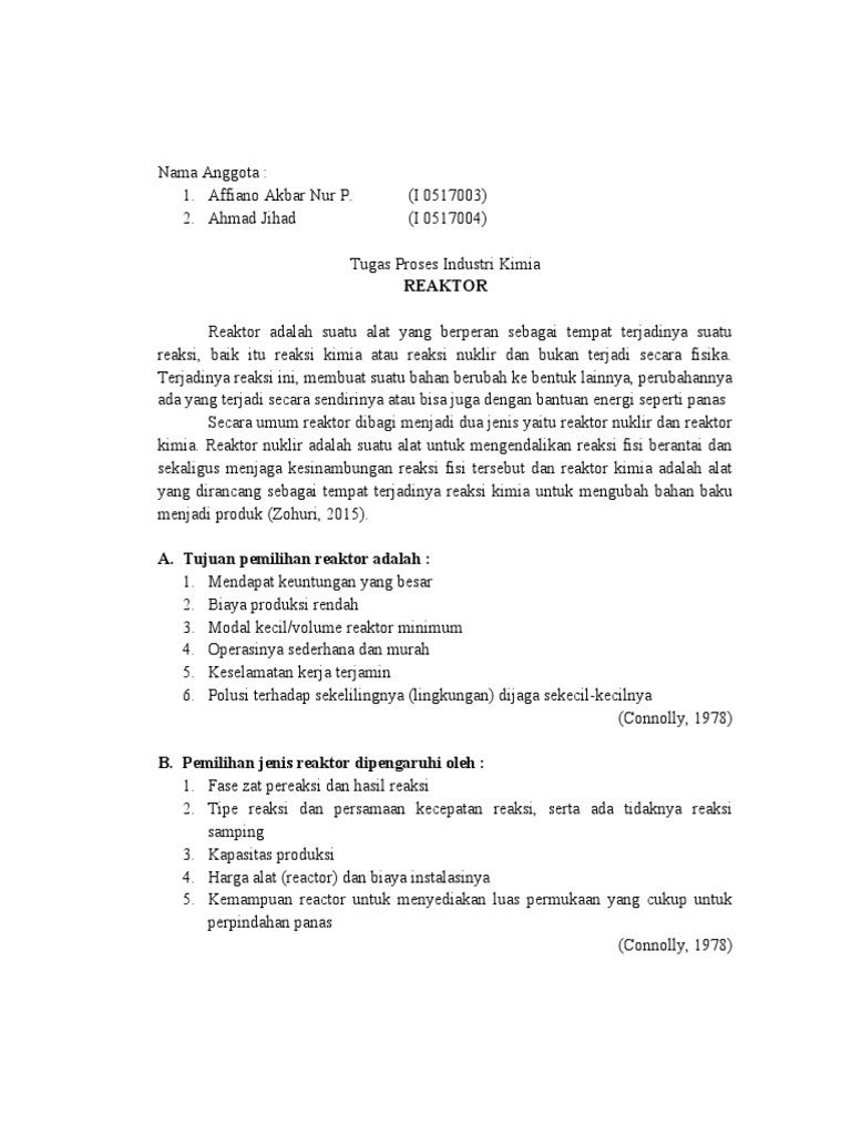 Jenis dan Fungsi Reaktor Kimia dan Nuklir | PDF