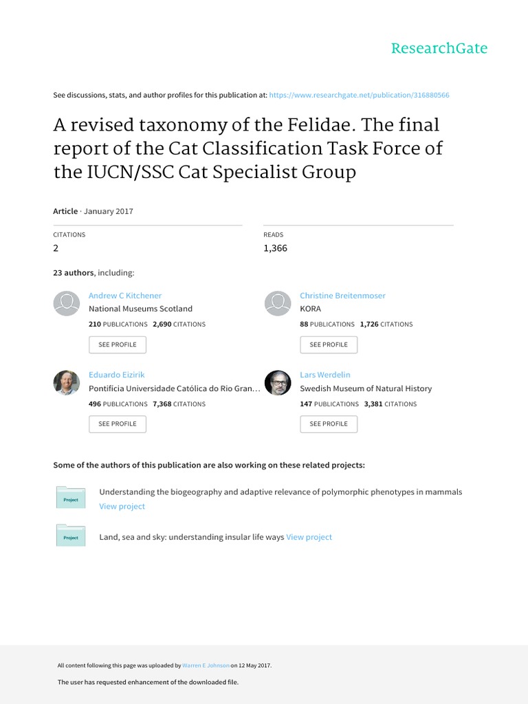A Revised Felidae Taxonomy CatNews | PDF | Felidae | Species