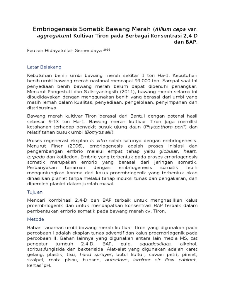 Embriogenesis Somatik Bawang Merah | PDF | Griya & Taman | Kesehatan ...