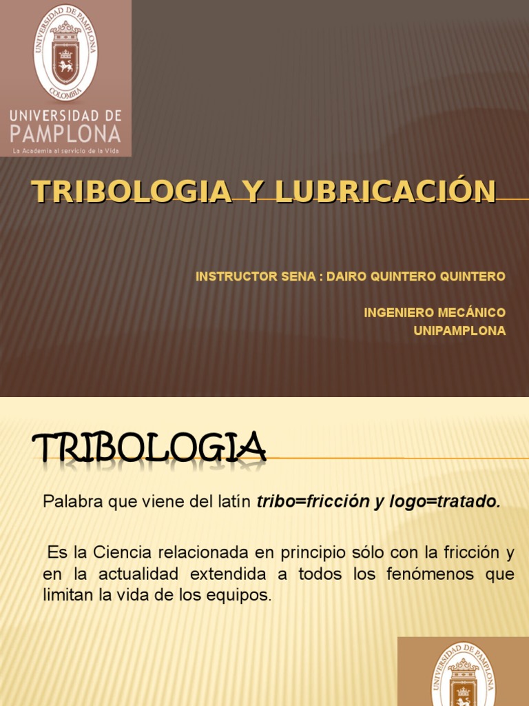 TRIBOLOGIA Mecanica Industrial | PDF | Fricción | Lubricante