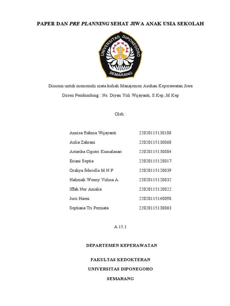 Pre Planning Anak Usia Sekolah | PDF