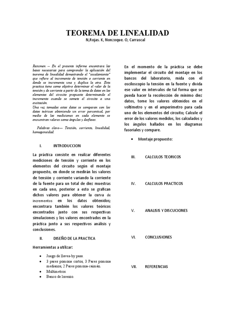 Teorema de Linealidad | PDF | Ingenieria Eléctrica | Science