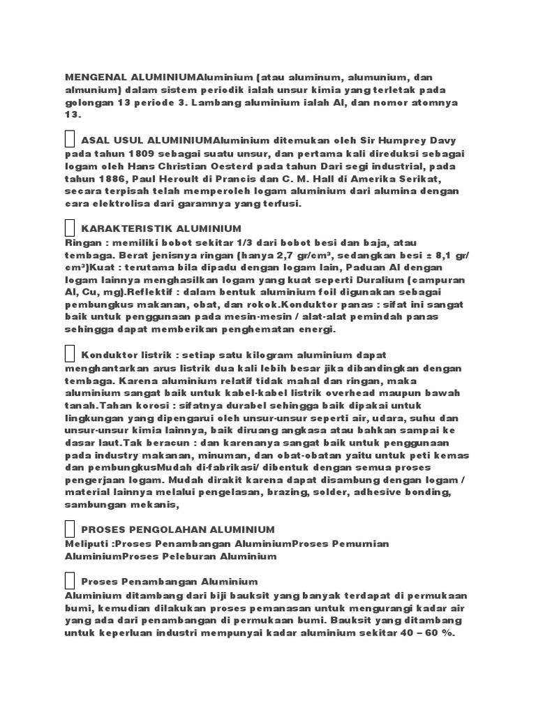 Bahan PPT Aluminium | PDF