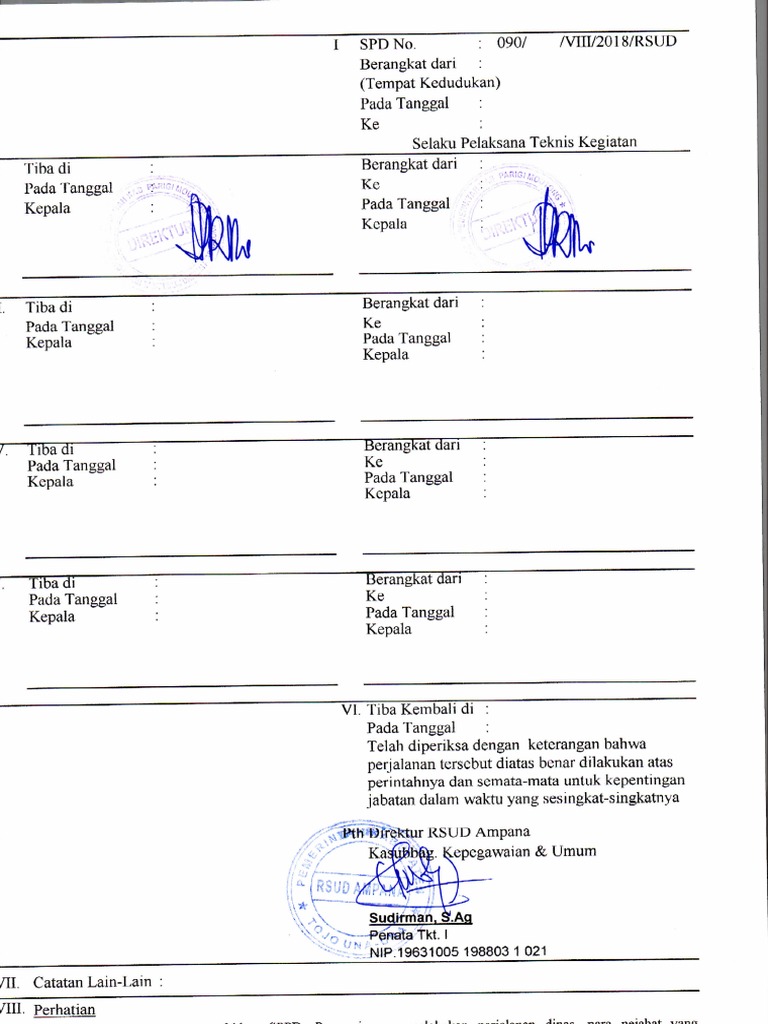 Contoh SPPD Belakang | PDF